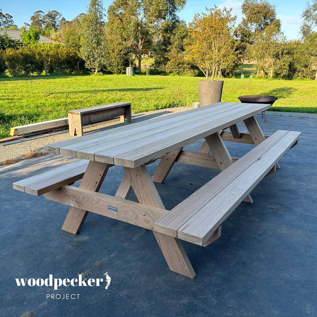 Tasmanian Oak Hardwood Picnic Tables – Woodpecker Project