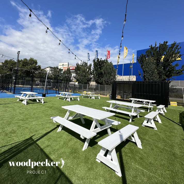 White Picnic Table - EVENT HIRE – Woodpecker Project