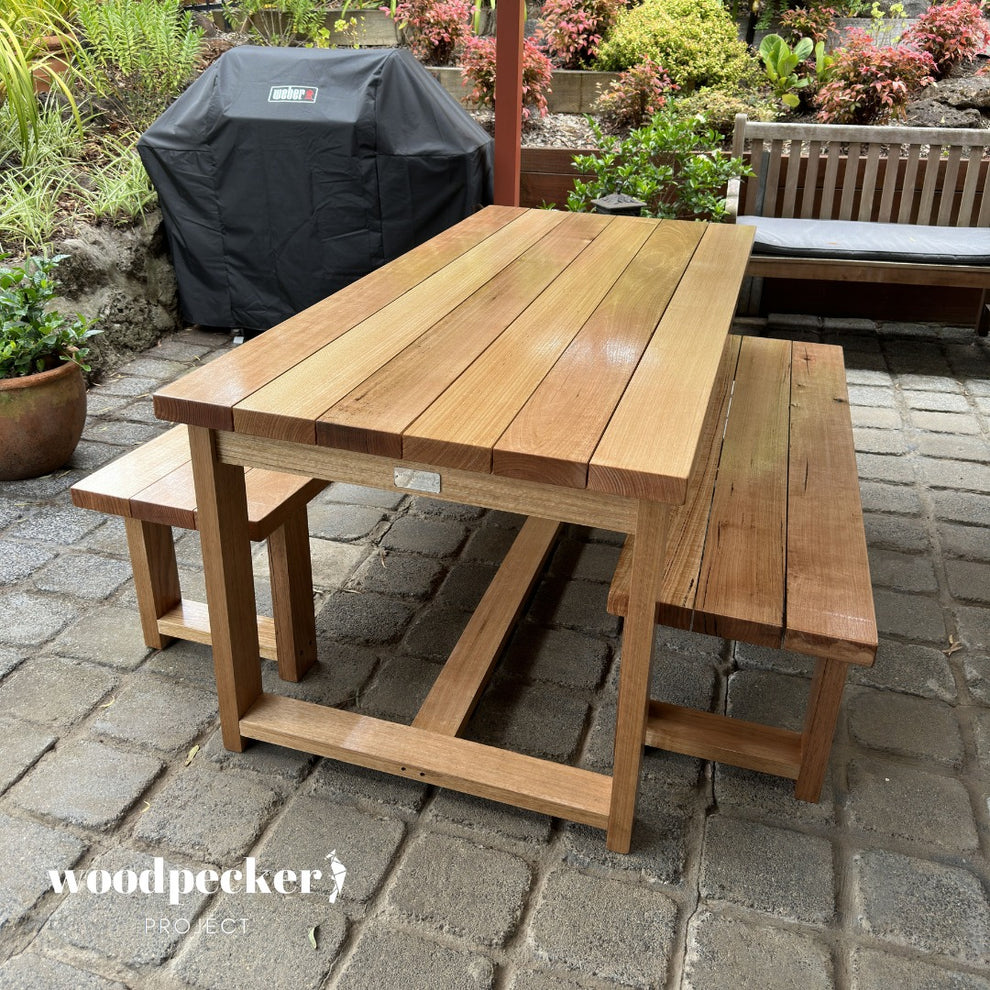 Solid Hardwood Outdoor Table Set – Woodpecker Project