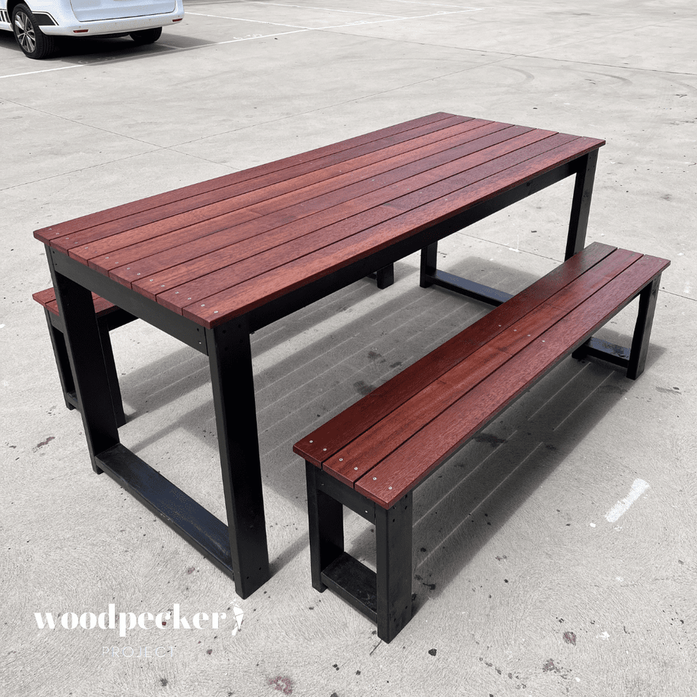 Merbau Outdoor Table Set – Woodpecker Project