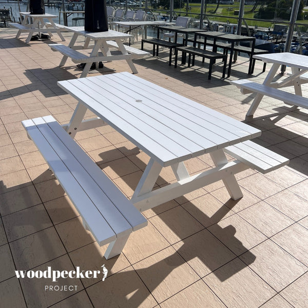White Picnic Table - EVENT HIRE – Woodpecker Project